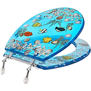 Daniel's Bath & Beyond D B B 17' Deep Ocean Blue Fish Toilet Seat Cover