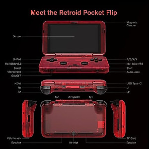 Retroid Pocket Flip Retro Game Handheld Console, Android Retro Game Console Multiple Emulators Console Handheld 4.7 Inch 16:9 Display 5000mAh Battery Classic Games Console (Black)