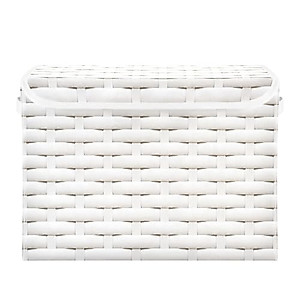 DIGTIA White Weave Texture Storage Bins with Lids Unique Foldable Storage Basket with Handles Collapsible Large Fabric Organizer Containers for Clothes Shelves Closet Office Home Bedroom
