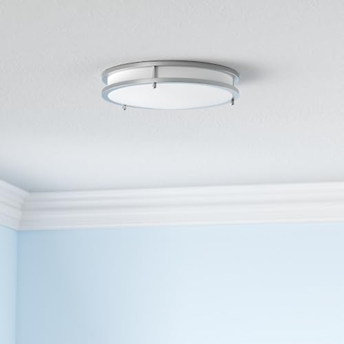 SUPERDANNY 36W LED Flush Mount Ceiling Light Fixture, 13 Inch Modern Ceiling Lamp, 3000K/3700K/4500K/5100K/6000K Dimmable Ceiling Lights for Bedroom Kitchen Hallway Bathroom (Brushed Nickel, 2 Pack)