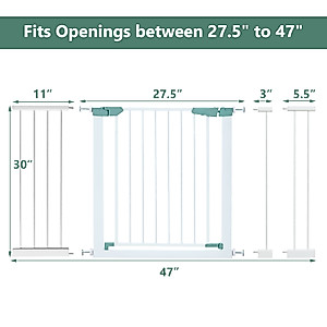 INFANS Baby Gate, 27.5"-47" Extra Wide Safety Banister Fence for Doorway Stairs House, Pressure Mounted Walk Through Gate for Child, Kids, Pets, Auto Close, Easy Install No Drilling