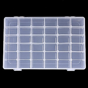 36 Grids Plastic Adjustable Earrings Jewelry Bead Box Holder Organizer Storage Container Case,Clear