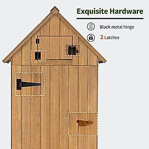 MCombo Outdoor Storage Cabinet Tool Shed Wooden Garden Shed Organizer Wooden Lockers with Fir Wood (70") 0770 (Natural)