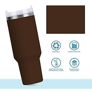 GAIGEO Chocolate Brown Insulated Tumblers, 30 Oz Leak Proof Tumbler, Stainless Steel Water Bottle, BPA-Free, Perfect for Gym School Party