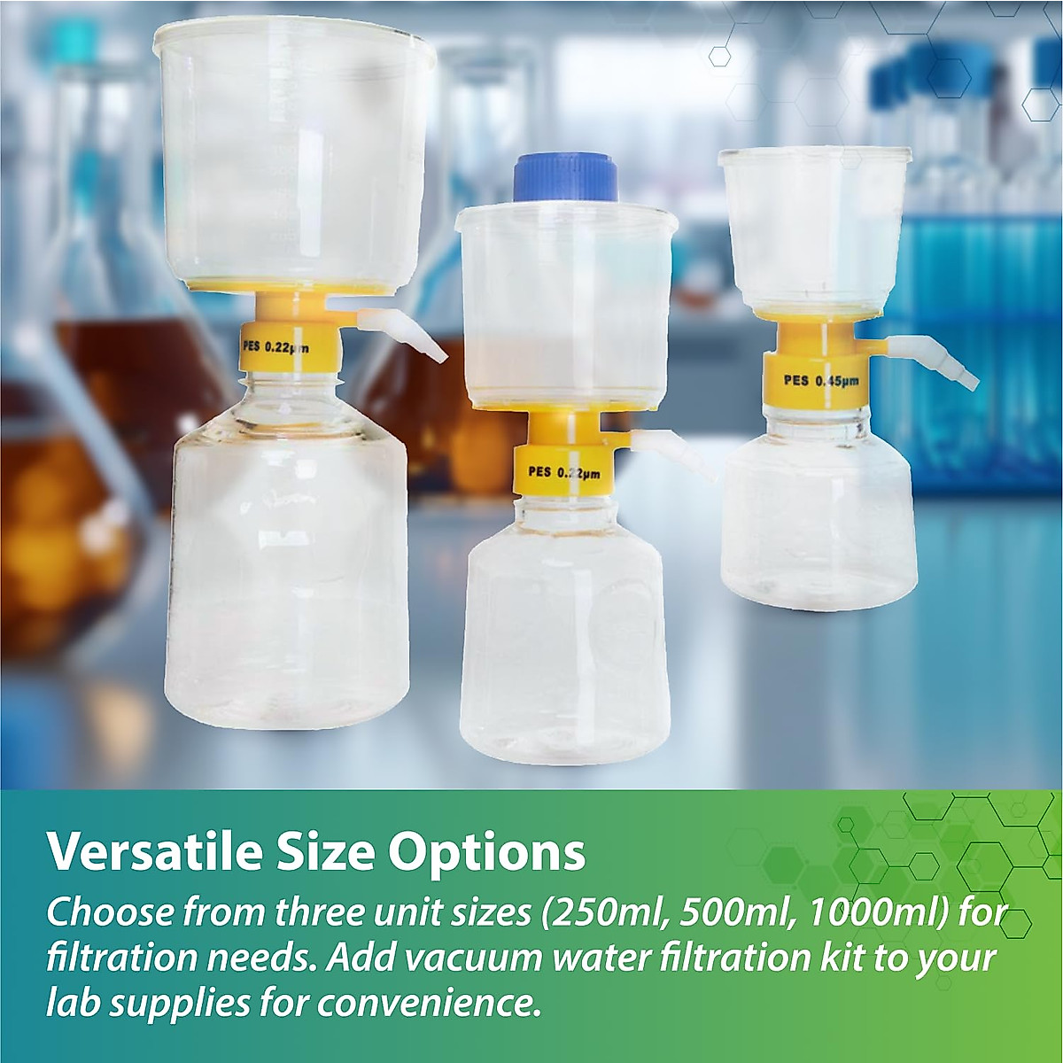 500ml Vacuum Filtration System, 0.22um PES Membrane, Sterile, Full Assembly, 12 Vacuum Filter Systems/Unit