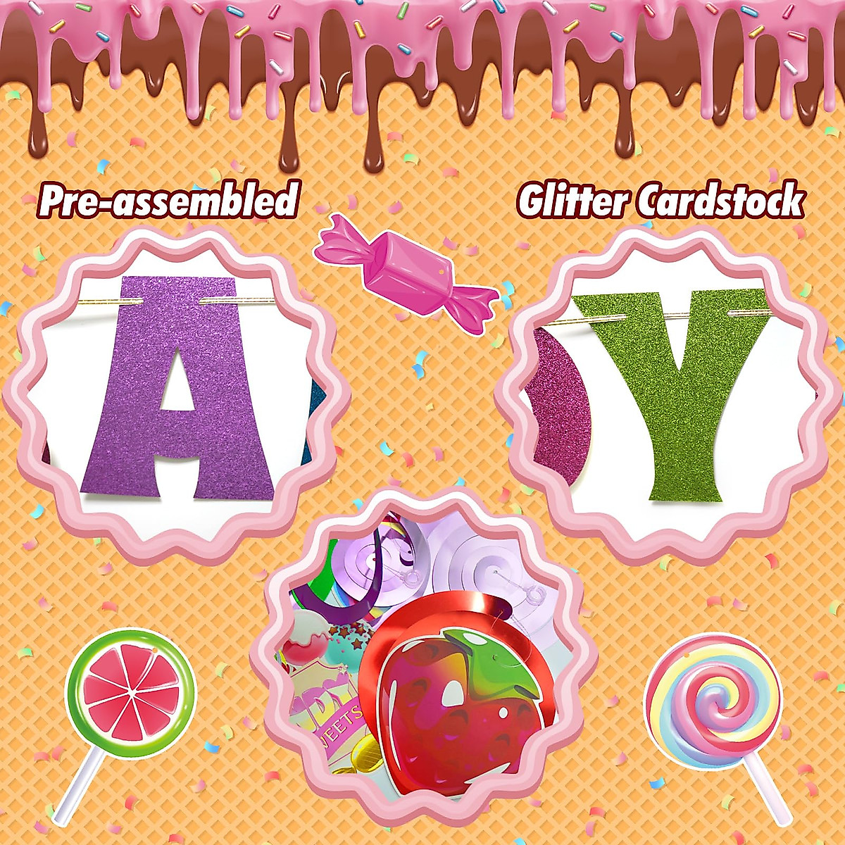 Candy Hanging Swirls, Candy Themed Party Banner, Candy Birthday Party Decorations, Candy Baby Shower Decor, Candy Themed Party Decorations for Classroom, 11Pcs