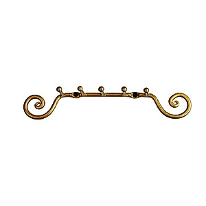 BOSKY Key Holder Wall Mounted Decorative Wrought Iron Handmade Farmhouse Key Hooks Hallway Hanger for Front Door, Keys, Leashes, Entryway ~ Rustic Gold