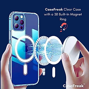 CASEFREAK Clear Case for iPhone 12 Mini with Magnetic Ring, Compatible with Mag-Safe Accessories, Slim Fit Anti-Yellowing Protective Case for iPhone 12 Mini (5.4" Screen)