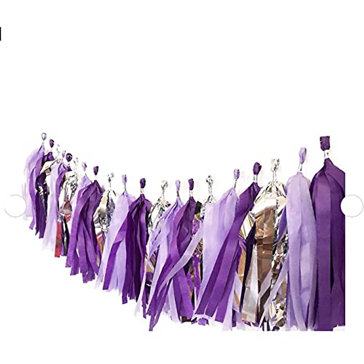 20PCS Dark Purple Lavender Silver Foil Paper Tassel Garland Streamer for Purple Wedding Baby Shower Banner Lilac Violet Girl Birthday Party Backdrop Home Nursery Outdoor Decorations