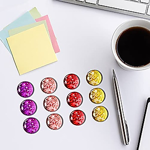 Glitter Pink Glass Refrigerator Magnets for White Board/Locker/Fridge/Cabinet/Dishwasher Home Decorations,Round Small Magnets