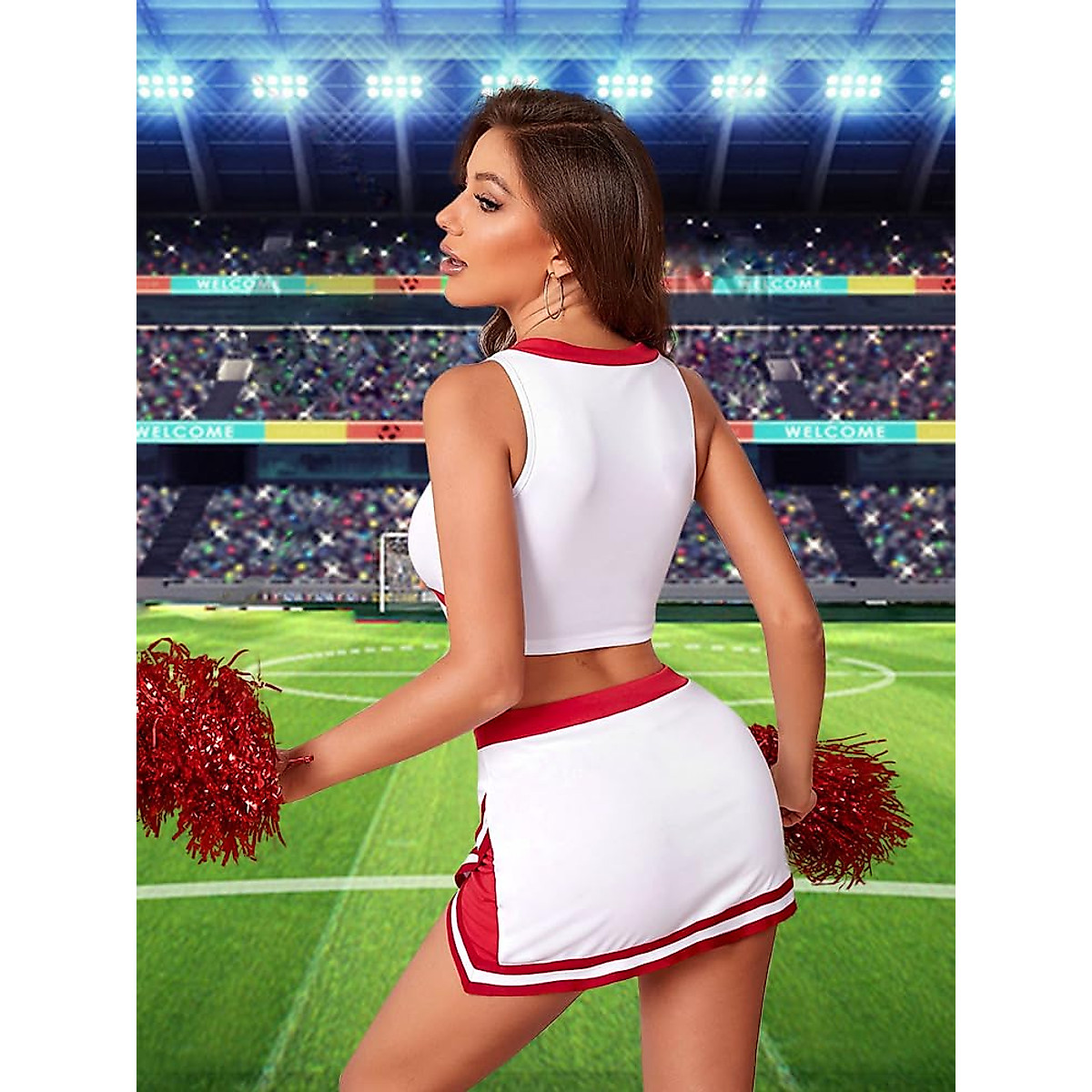 Cheerleader Costume for Women Sexy Musical Uniform Fancy Dress 3 PCS Cheerleading Complete Outfit