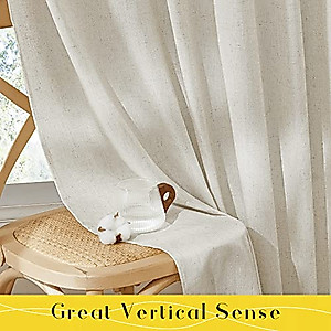 NICETOWN Thick Linen Curtains 84 inch Length 2 Panels Set, Tie Top Light Filtering Curtains Semitransparent Linen Burlap Drapes Privacy for Bedroom/Princess Room, W52 x L84, Natural