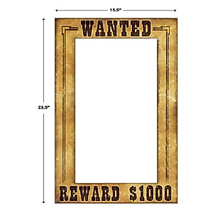 3-D Western Centerpiece Party Accessory (1 Count) (1/Pkg) & Wanted Photo Booth Fun Selfie Frame Western Party Supplies, 15.5" x 23.5", Multicolored