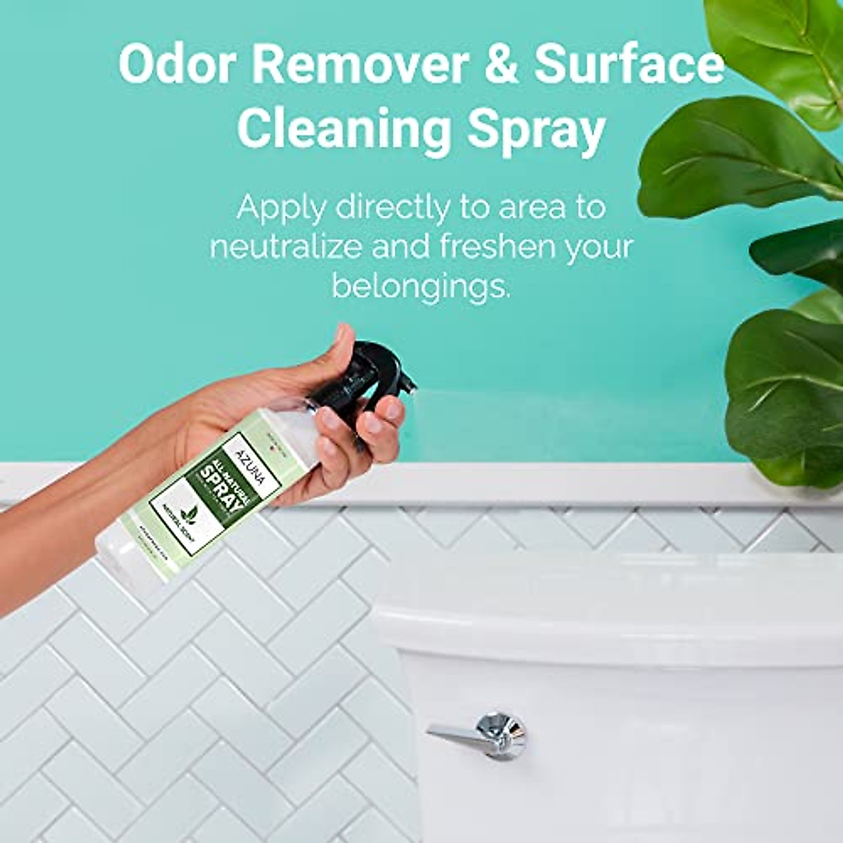 Azuna All-Natural Odor Remover Spray & Surface Cleaner | Air Purifier with Tea Tree Oil | Plant-Based & Long Lasting | For Pet Odors, Smoke & Strong Odors | Natural Scent, 8 oz.