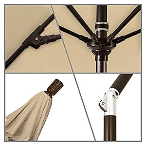 California Umbrella 11' Rd. Fiberglass Rib Patio Umbrella, Crank Lift, Collar Tilt, Bronze Pole, Beige (GSCUF118117-SA22-DWV)
