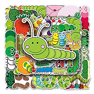 Caterpillar Stickers |50Pcs Caterpillar Waterproof Vinyl Decals for Water Bottles Bicycle Laptop Refrigerator Luggage Computer Mobile Phone Skateboard Bike Décor