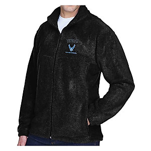 VetFriends.com US Air Force Vereran Fleece Jacket with Tradtional Hap Arnold Wings Embroidered (Large)