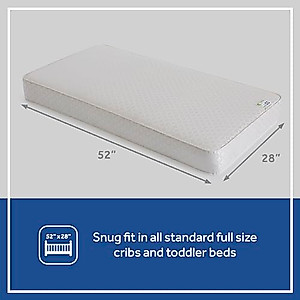 Sealy Baby Posturepedic Grow Breathable 2-Stage Dual Firmness Waterproof Baby Crib Mattress & Toddler Bed Mattress, 204 Premium Coils, Hypoallergenic Cotton, Certified, Made in USA, 52"x28"
