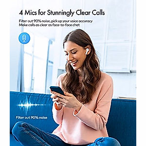 True Wireless Earbuds Noise Cancelling FUNSOUND Bluetooth 5.3 Headphones with 4 Mics, 60Hrs Playtime IPX7 Waterproof Bluetooth Earbuds Stereo in Ear Headphones for Sports Running Workout Gaming, White