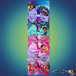 Disney Encanto Bow Bundle 7 Pcs 4 Inch Bundle - Hair Bows for Girls - Different Encanto Image on Each Clip - Alligator Clip - Ages 3+ Hair Accessories Bows for Girls