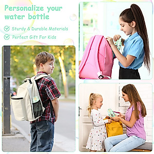 JERESER 17oz Kids Water Bottle, Insulated Water Bottle with Cute Stickers, Fun DIY Art & Craft Kit, Stainless Steel Water Bottle with Straw, Hand Strap & Shoulder Strap, Reusable Metal Water Bottle