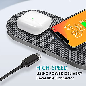 40W Wireless Charging Pad,Dual 20W Charging mat for Apple iPhone 15 14 13 12 11 Pro/Max/Mini/Plus/XS/XR,Airpods 3/2/Pro,2 in 1 Wireless Phone Charger for Samsung,Pixel,Xperia,LG(with PD Adapter)