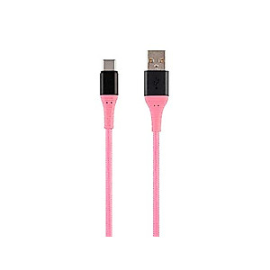 Monoprice - 138320 USB 2.0 Type C to Type A Charge and Sync Cable - 6 Feet - Pink, Durable, Kevlar-Reinforced Nylon-Braid - AtlasFlex Series