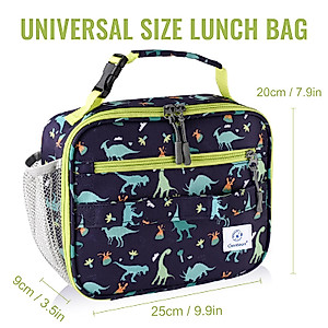 Genteen Lunch Box Kids, Prints Insulated Lunch Bag Kids Boys Girls,Soft Bag Mini Cooler Back to School Thermal Meal Tote Kit Lunch Box for School,Work,Outdoor - Dinosaur