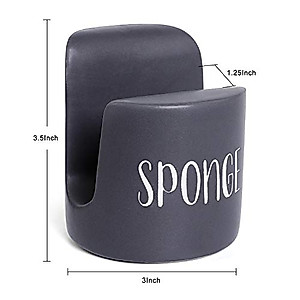 Sponge Holder for kitchen Sink - Dish Sponge Caddy for Kitchen Sink - Ceramic Sponge Holder - kitchen Sink Accessories - Farmhouse Fall Decor - kitchen Counter Decor - Sink Organizer - Black