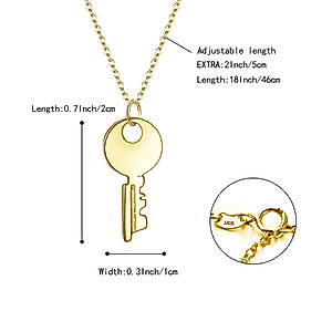 BriLove Gifts for Mom 925 Sterling Silver Unique Personalized Key Pendant Valentines Day Necklace for Women Mothers Day/Valentines Day/Birthday/Christmas/Anniversary Gold-Tone