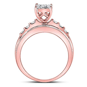 Dazzlingrock Collection 10kt Rose Gold Womens Round Diamond Cluster Bridal Wedding Engagement Ring 1/2 ctw