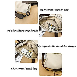 JBB Canvas Tote Bag for Women Trendy Shoulder Bag Large Capacity Tote Bag for Travel School Work Crossbody Bag Black