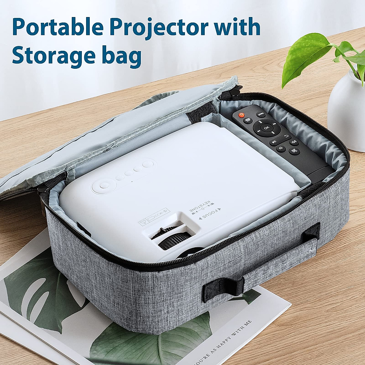 WiFi Projector Bluetooth, W2 Mini Projector Support 1080P Full HD and 250'' Display, Portable Projector with 50% Zoom Function, Home Cinema Projector Compatible with iOS, Android, TV Stick, PS4