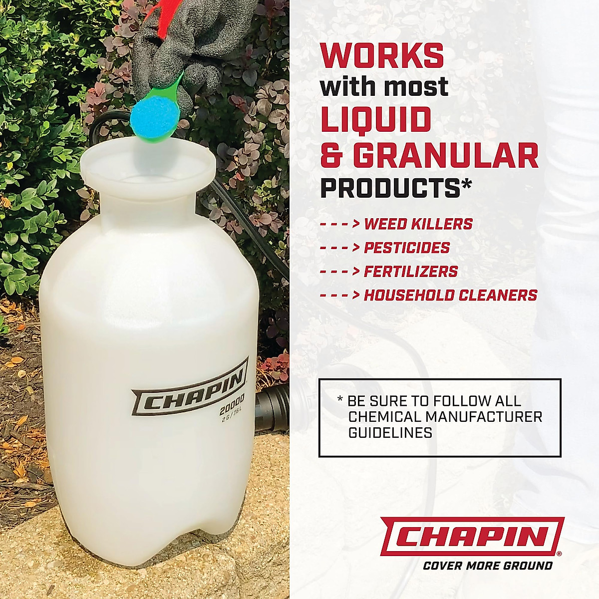Chapin 20002 Made in USA 2 -Gallon Lawn and Garden Pump Pressured Sprayer, for Spraying Plants, Garden Watering, Lawns, Weeds and Pests, Translucent White