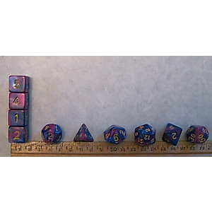 Cosmic (Purple / Blue) RPG D&D Dice Set: 7 + 3d6 = 10 polyhedral die plus bag!