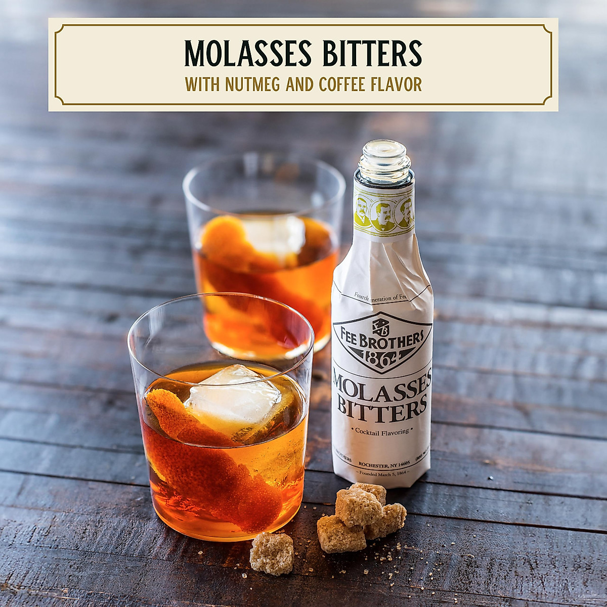 Fee Brothers Molasses Cocktail Bitters - Aromatic Cocktail Mixer & Concentrated Flavoring, Gluten Free, Vegan-Friendly, 5 fl oz