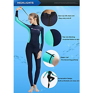 Dive Skins Full Body Swimsuit Wetsuit Scuba Rash Guard Diving Suit for Women Men Adult, Long Sleeve Swimwear One Piece UV Protection Quick Dry Sunsuit for Surfing Snorkeling Kayaking (Blue, XL)
