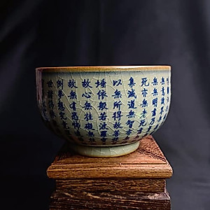 Jingdezhen Prajnaparamita Hrdaya Heart Sutra Crackle Cracked Ice Pattern Japanese Chinese Ceramic Porcelain Teacup Ochoko Sake Cup