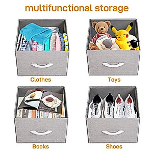 TOOCAPRO Short Fabric Dresser with 5 Drawers Dresser Organizer Large Capacity for Living Room Bedroom Closet Nursery Easy Pull Put Wooden Handles Light Gray 39“ 12” 22“