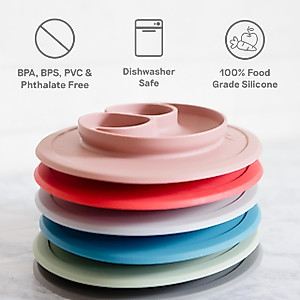 ezpz Mini Mat for 12 Months+ (Lime) - 100% Silicone Baby Plates with Suction and Built-in Placemat for Infants + Toddlers - Baby Led Weaning - for Highchair, Dining Table and Travel