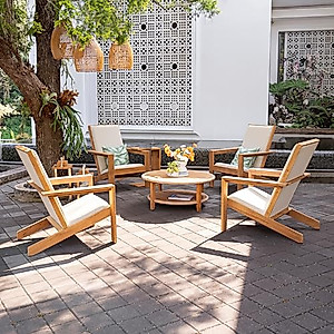 Cambridge Casual Napa Wood Outdoor Adirondack Chair, Natural Teak/Textiline Tan