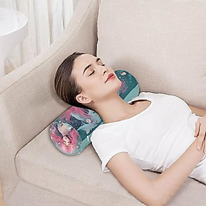 xigua Mermaids Neck Roll Pillow for Neck Relief with Removable Washable Cover - Memory Foam Round Cylinder Bolster, Ergonomically Designed for Head, Neck, Back, and Legs