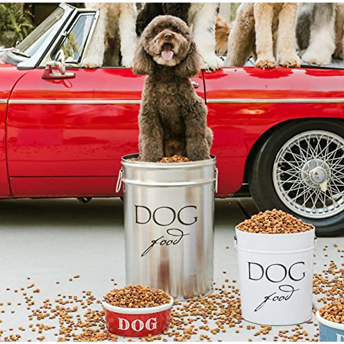 Harry Barker White Classic Food Storage Canister For Dogs, Large 40 Pounds of Food