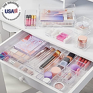 STORi SimpleSort 18-Piece Stackable Clear Drawer Organizer Set | Multi-size Trays | Makeup Vanity Storage Bins and Office Desk Drawer Dividers | Made in USA