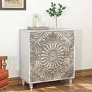 SUNBURY Storage Cabinet with 2 Doors, Morden Accent Cabinet Free Standing Living Room Wooden Sideboard Buffet Cabinet for Kithcen Bedroom Hallway Entryway