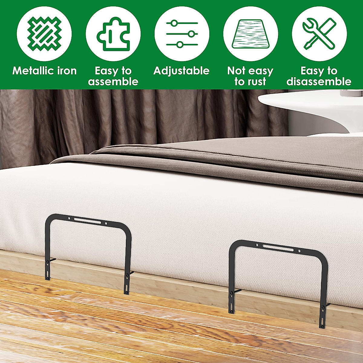 UKQRRTC 2Pcs Mattress Slide Stopper Metal Mattress Retainer Bar Adjustable Non Slip Mattress Gripper Mattress Holder Mattress Gaskets for Bed Frame