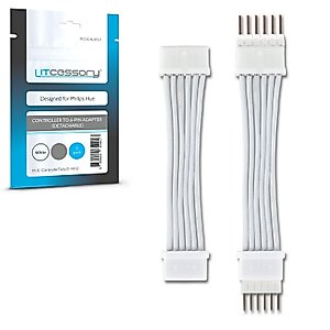Litcessory Controller to 6-Pin Adapter for Philips Hue Lightstrip Plus (Detachable Version, White - MICRO 6-PIN V4)