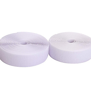 Sew on Hook and Loop Style 3/4 Inch Non-Adhesive Back Nylon Strips Fabric Fastener Non-Adhesive Interlocking Tape White,12.6 Yard