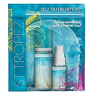 St.TropezZ Self Tan Purity Mini Kit, Travel Size, Bronzing Water Mousse 1.69 Fl Oz, Tanning Water Face Mist 0.47 Fl Oz and Applicator Mitt, Vegan, Natural & Cruelty Free