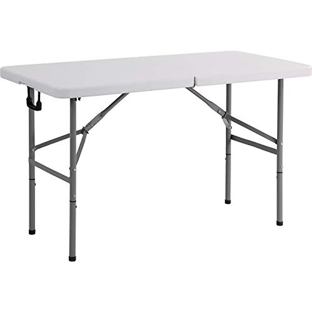 New Home Era Folding Table - Foldable Heavy Duty Plastic Table for Indoor & Outdoor Parties, Picnic, Camping, Wedding, BBQ Catering, Garden Dining - Fold-in-Half Portable Utility Table - White - 4ft
